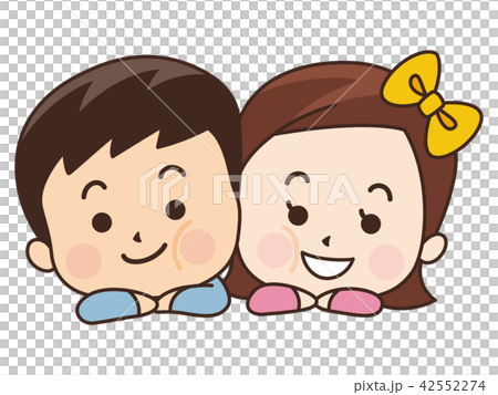 Boys and girls holding their cheeks together - Stock Illustration ...
