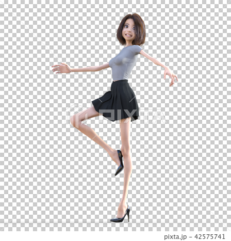 Deformed character Young lady perming3DCG... - Stock Illustration ...