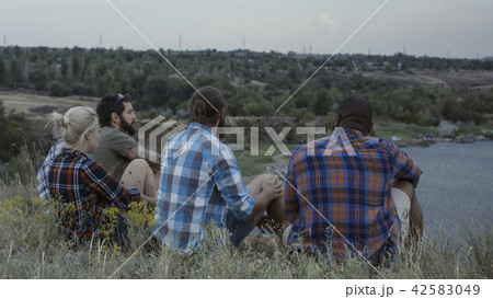 Diverse people taking rest in nature and chattingの写真素材 [42583049] - PIXTA