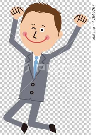 Pop gray suit short hair businessman goo jump - Stock Illustration ...