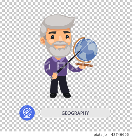 Geography Teacher Points to the Globe - Stock Illustration [42746696 ...