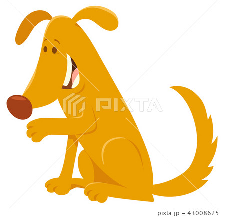 happy yellow dog cartoon characterのイラスト素材 [43008625] - PIXTA