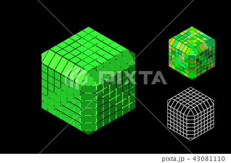 Abstract polygonal cube with cuts set. Vector のイラスト素材 [43081110] - PIXTA