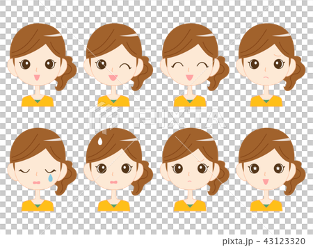 Female 3 facial expression - Stock Illustration [43123320] - PIXTA