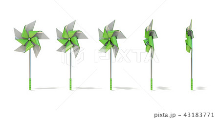 Five angles views of five sided pinwheel. 3Dのイラスト素材 [43183771] - PIXTA