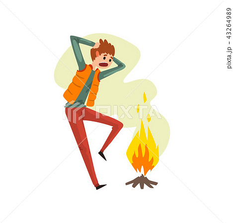 Man suffering from pyrophobia, irrational fear...のイラスト素材 [43264989] - PIXTA