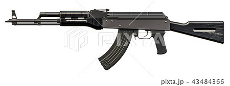 Assault rifle, side view. 3D renderingのイラスト素材 [43484366] - PIXTA