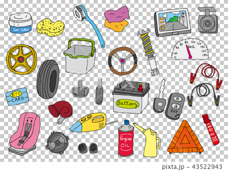 Illustration set of car related goods (color) - Stock Illustration ...