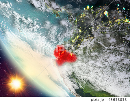Sunset above Ecuador on Earthのイラスト素材 [43658858] - PIXTA