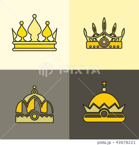 Yellow crown icons on brown backgroundのイラスト素材 [43678221] - PIXTA