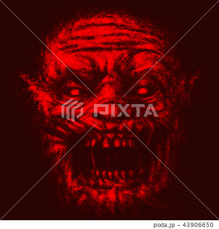 Scary zombie face. Red color.のイラスト素材 [43906650] - PIXTA