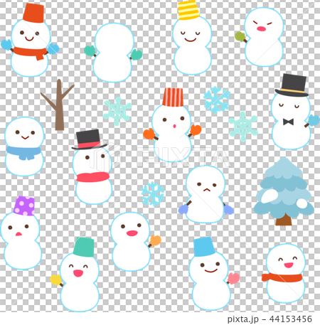 Illustration set of many snowmen - Stock Illustration [44153456] - PIXTA