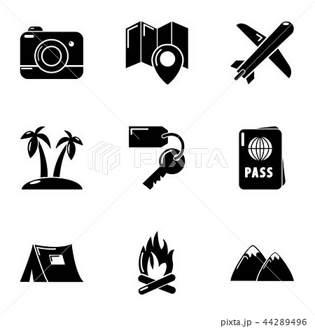 Holidaymaker icons set, simple styleのイラスト素材 [44289496] - PIXTA