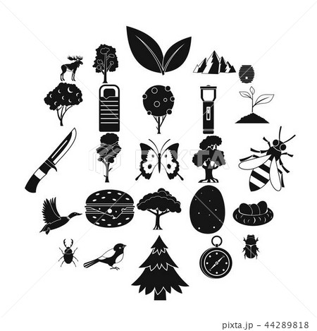 Wild nature icons set, simple styleのイラスト素材 [44289818] - PIXTA