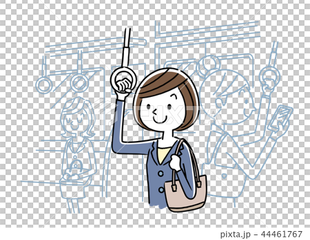 Woman commuting by train - Stock Illustration [44461767] - PIXTA