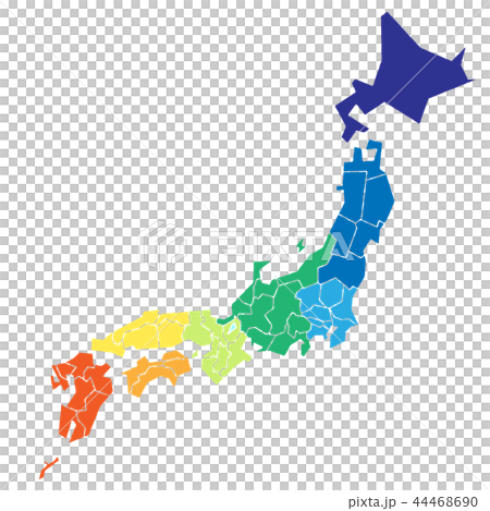 Map of Japan color-coded into eight - Stock Illustration [44468690] - PIXTA