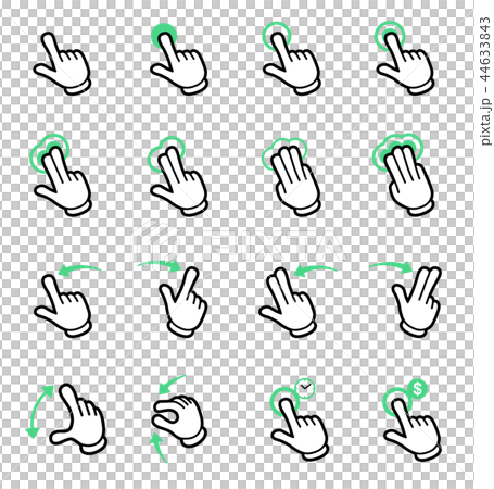 Hand panel touch icon set (cartoon style) - Stock Illustration ...