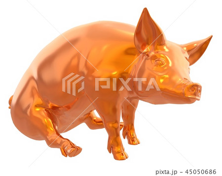 Yellow golden pig isolated on white background...のイラスト素材 [45050686] - PIXTA