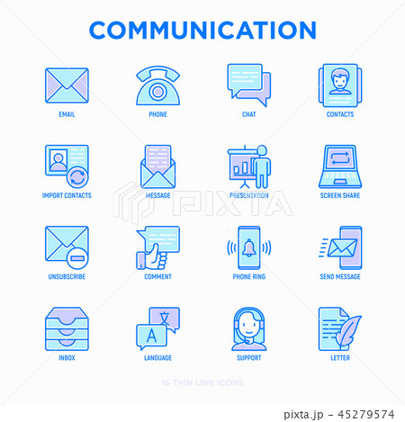 Communication thin line icons setのイラスト素材 [45279574] - PIXTA
