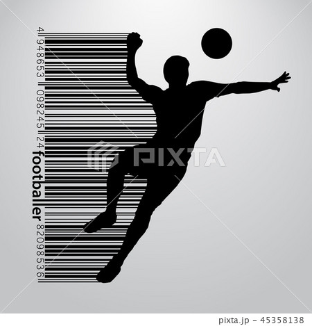 silhouette of a football player and barcodeのイラスト素材 [45358138] - PIXTA