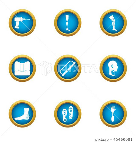 Plastic foot icons set, flat styleのイラスト素材 [45460081] - PIXTA