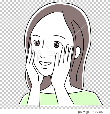 A woman putting her hand on her cheek - Stock Illustration [45530208 ...