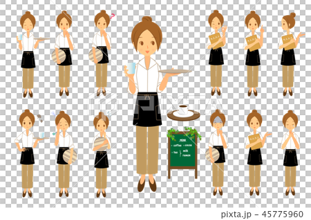 Waitress Various facial expressions and poses... - Stock Illustration ...