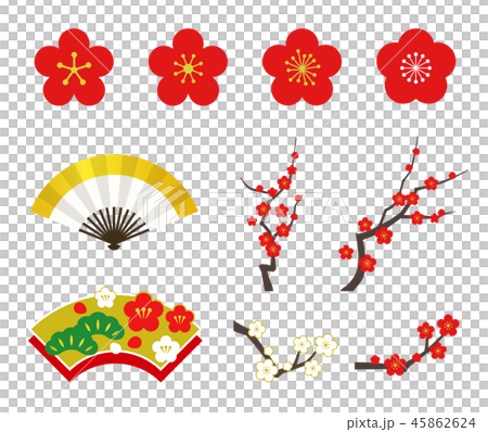 Ume and tree fan icon set - Stock Illustration [45862624] - PIXTA