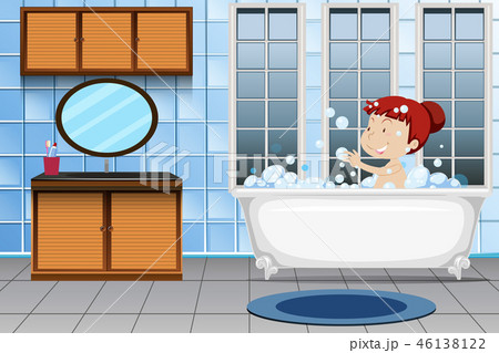 Girl taking a bathのイラスト素材 [46138122] - PIXTA