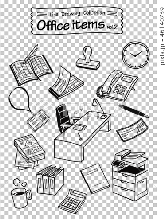 Office items 2 -Line Drawing Collection- - Stock Illustration [46140739 ...