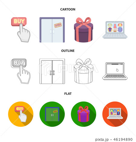 Hand, click, elevator, gift, box, door, online...のイラスト素材 [46194890] - PIXTA