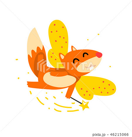 Cute winged squirrel flying with a magic wand,...のイラスト素材 [46215066] - PIXTA