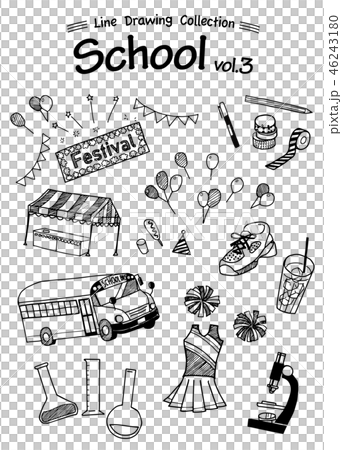 School item line drawing School 3 -Line Drawing... - Stock Illustration ...