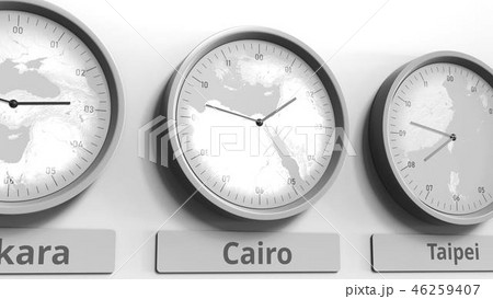 Clock shows Cairo, Egypt time among different...のイラスト素材 [46259407] - PIXTA