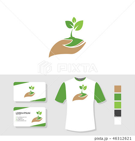 Tree sprout logo design with business cardのイラスト素材 [46312621] - PIXTA