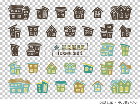Deformed House Icon Set (Silhouette and Color... - Stock Illustration ...