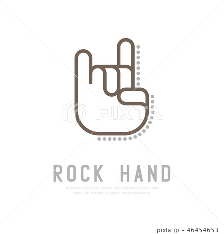 Rock Hand Logo Line Hand Up With Rock Symbol Royalty Free Vector Image
