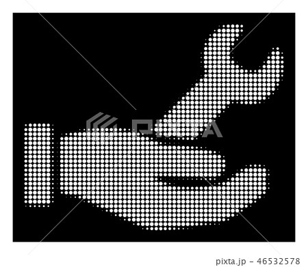 White Halftone Wrench Service Hand Iconのイラスト素材 [46532578] - PIXTA