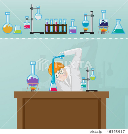 Professor doing chemistry experimentのイラスト素材 [46563917] - PIXTA