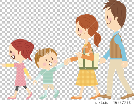 Walking family vector illustration [A] - Stock Illustration [46587738 ...