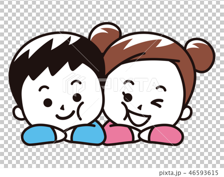 Boys and girls holding their cheeks together - Stock Illustration ...