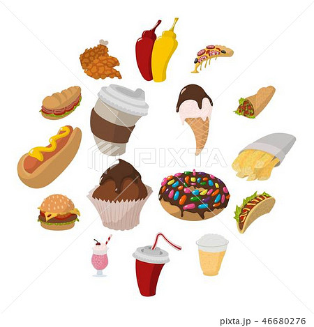 Fast food cartoon iconsのイラスト素材 [46680276] - PIXTA