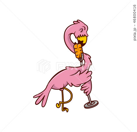 Pink flamingo singing song with retro...のイラスト素材 [46800416] - PIXTA