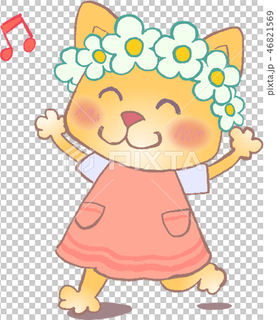 Skip cat (white crown and pink dress) - Stock Illustration [46821569 ...