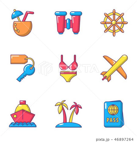 Easy flight icons set, cartoon styleのイラスト素材 [46897264] - PIXTA