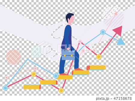 Successful businessman and step up graph-flat... - Stock Illustration ...