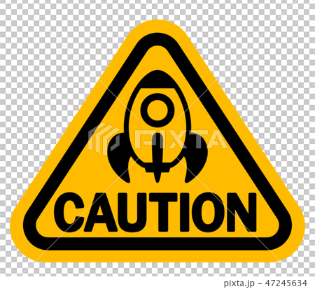 Attention to rocket Warning sign "CAUTION" - Stock Illustration ...