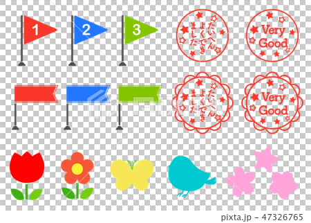 Reward stamp and flag icon - Stock Illustration [47326765] - PIXTA