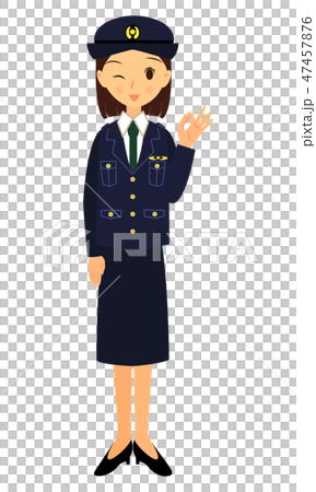 Women police officer who gives OK signs whole body - Stock Illustration ...