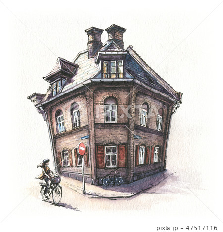 Typical Danich house, Copenhagenのイラスト素材 [47517116] - PIXTA